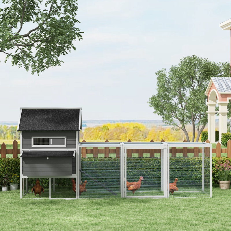 Tucker Murphy Pet™ 137" Chicken Coop For 8-10 Chickens, Large Chicken House, Wooden Poultry Hen ...